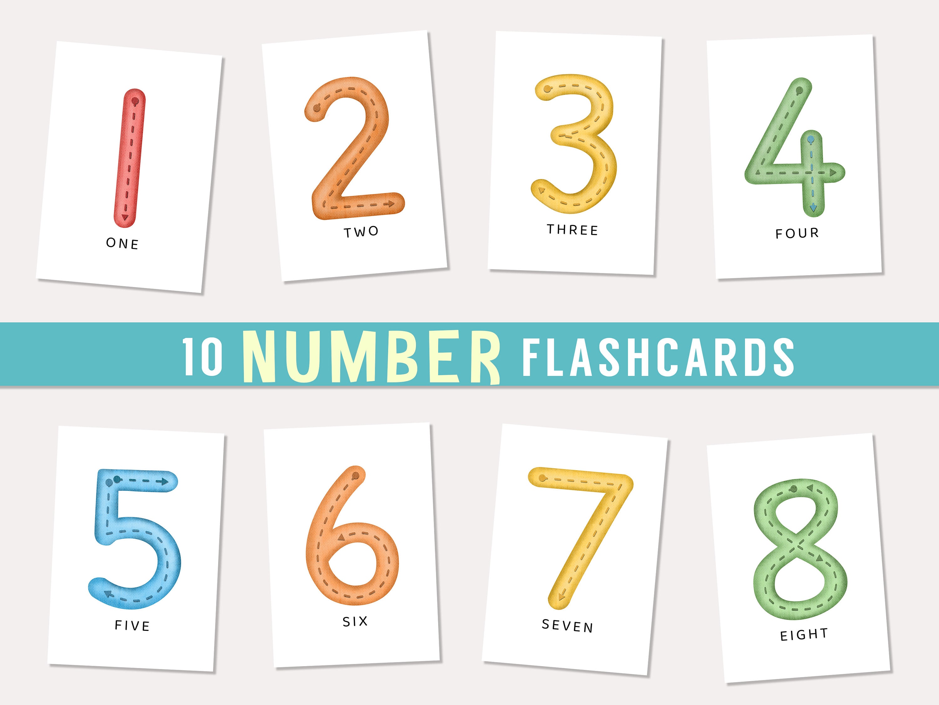 10 Number Flash Cards Printable Flashcards Counting Game - Etsy