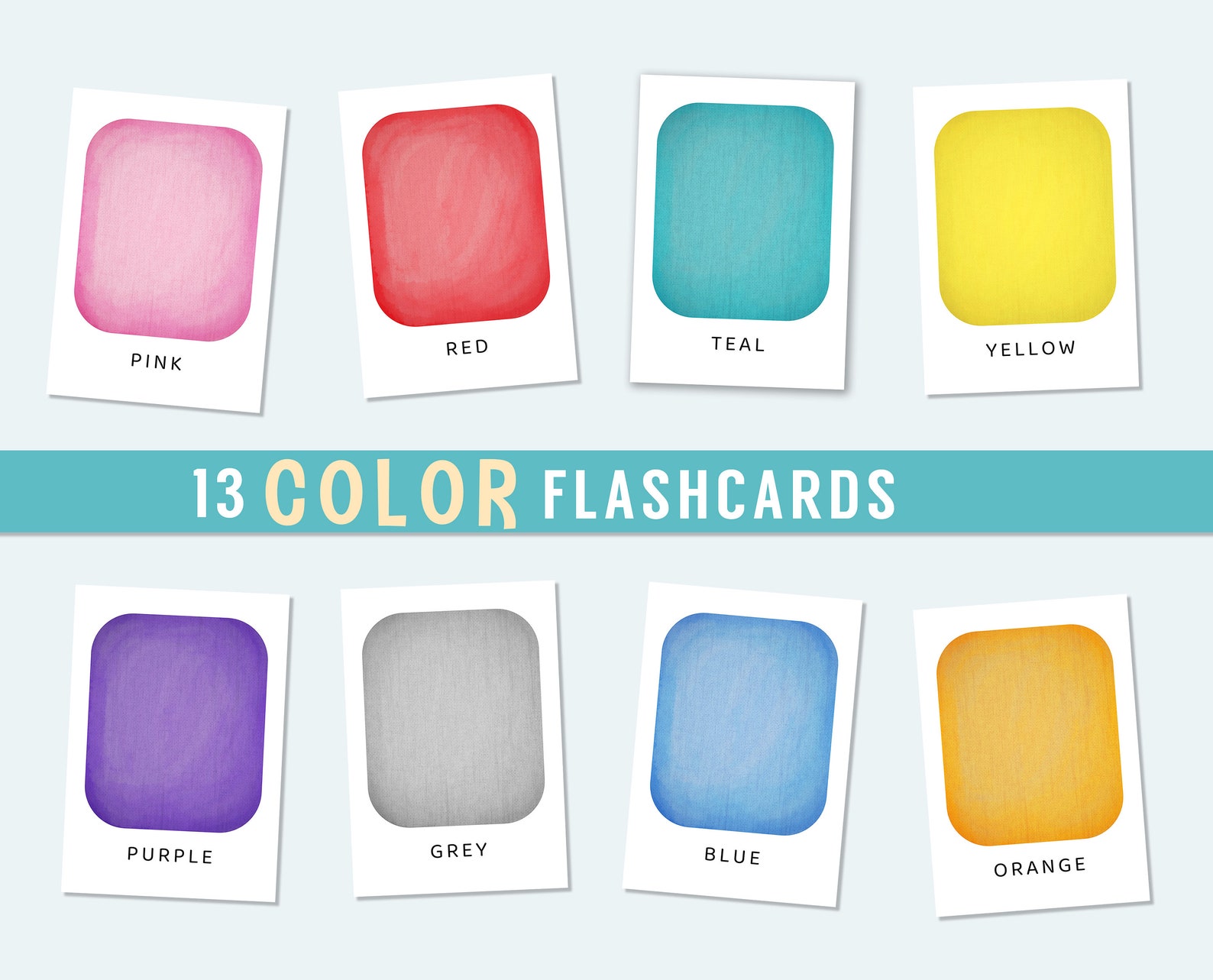 13 Color Flash Cards, Printable Flashcards, Educational Activities, for ...