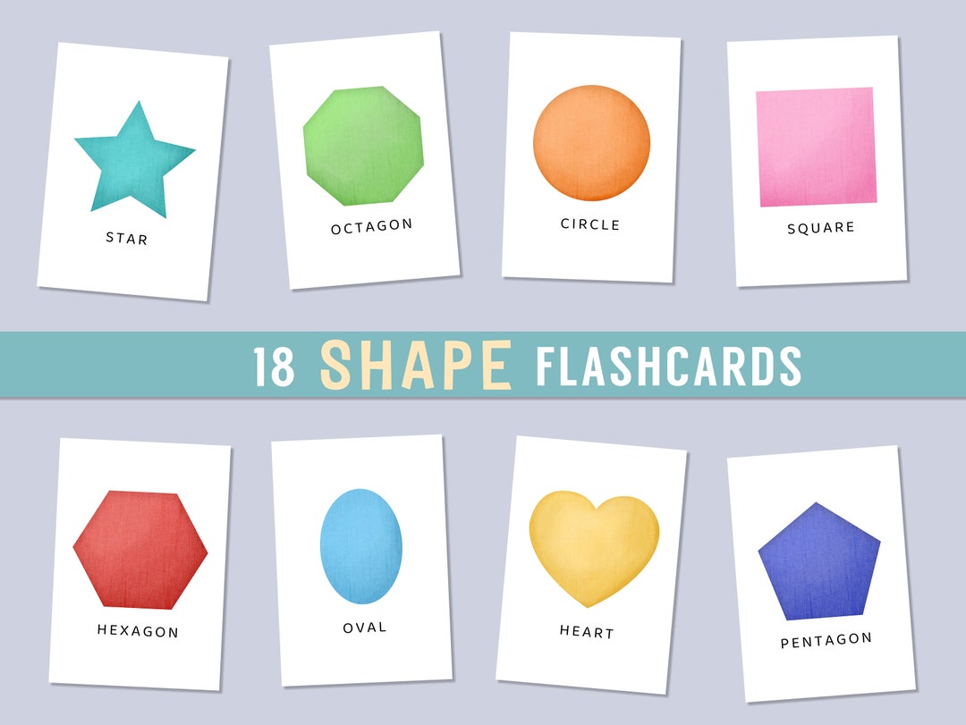 Flash Cards for Kids, 18 Shape Flash Cards, Printable Flashcards ...