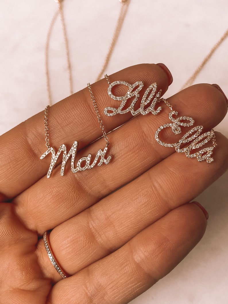 Custom Name Diamond Pendant Personalized Lab-grown Diamond Necklace ...