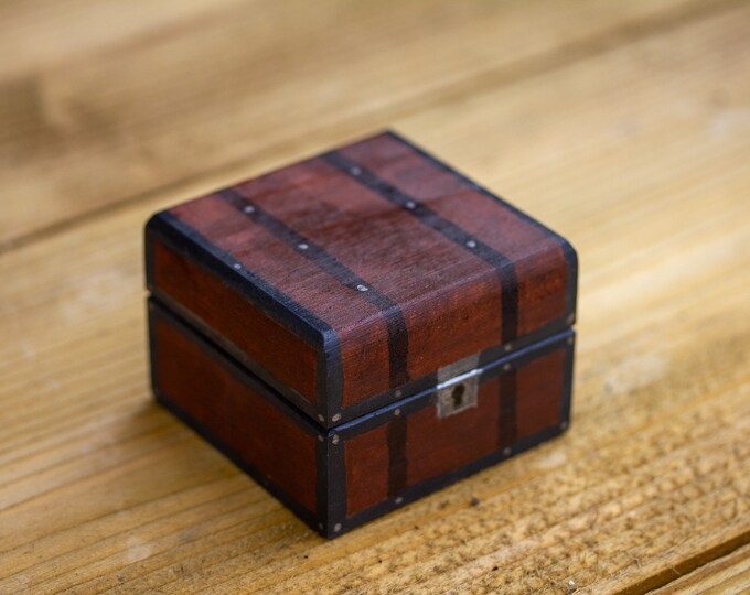 Miniature Wooden Treasure Chest - Handcrafted Keepsake Box for Trinkets ...