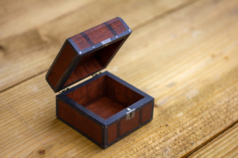 Miniature Wooden Treasure Chest - Handcrafted Keepsake Box for Trinkets ...