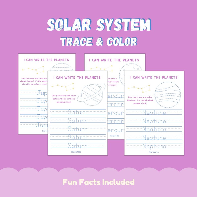 Solar System Trace and Color | Fun Space Activity for Kids | Space ...
