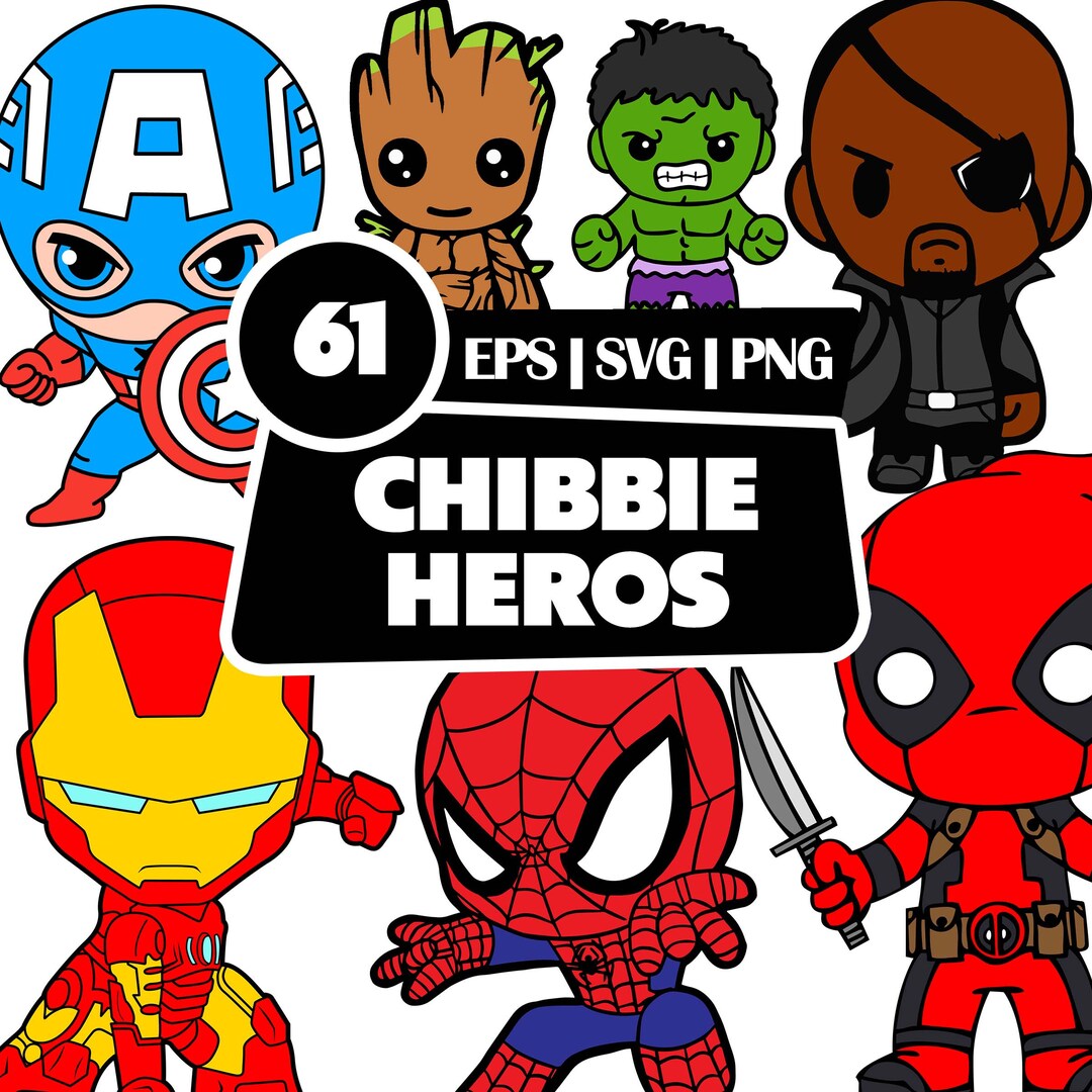 Chibi Avengers SVG Clipart Bundle Datei für Cricut Sofort Download SVG ...