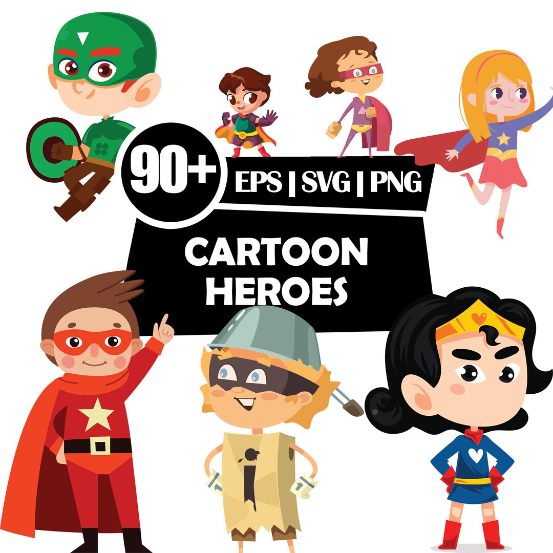 85 Kids Superhero Bundle Super Heroes Kids Digital Set Clipart Images ...