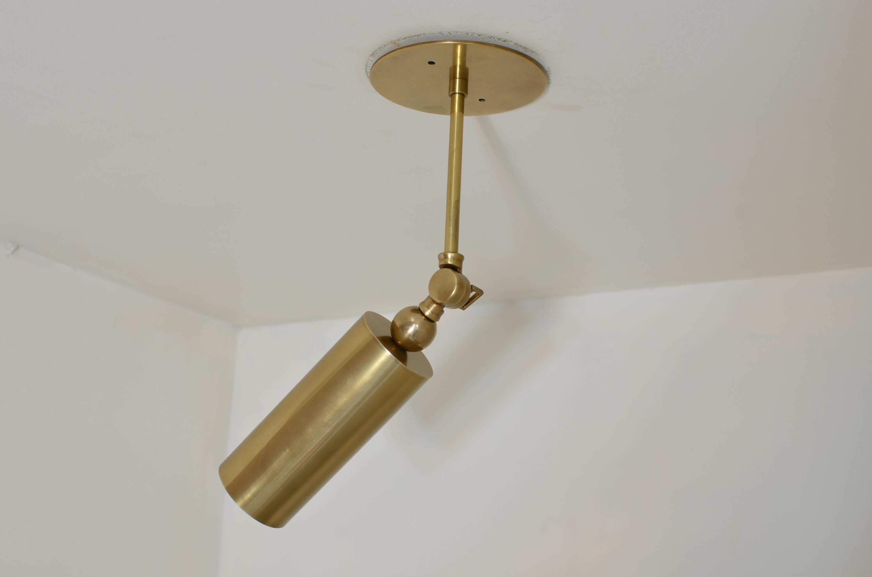 Raw Brass Ceiling Cylinder Fixture , Long Cylinder Focus Light ...