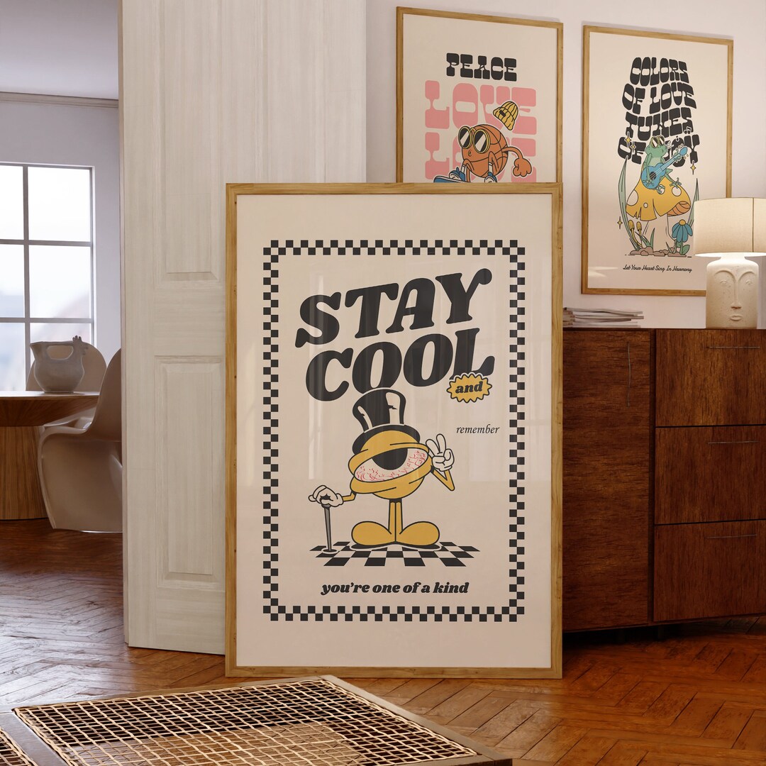 Retro Custom Character Art Prints, Vintage Wall Decor, Motivational ...