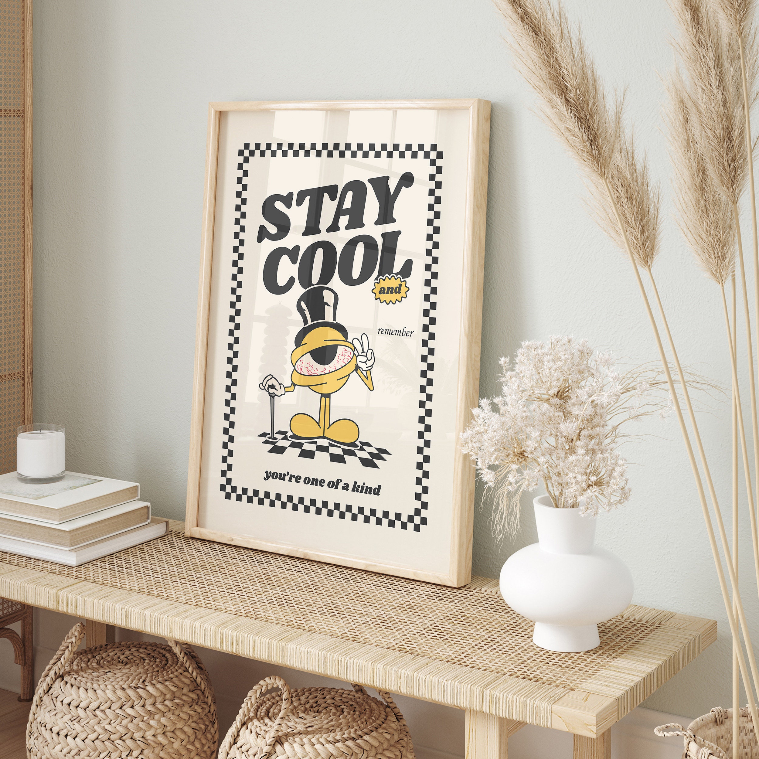 Retro Custom Character Art Prints, Vintage Wall Decor, Motivational ...