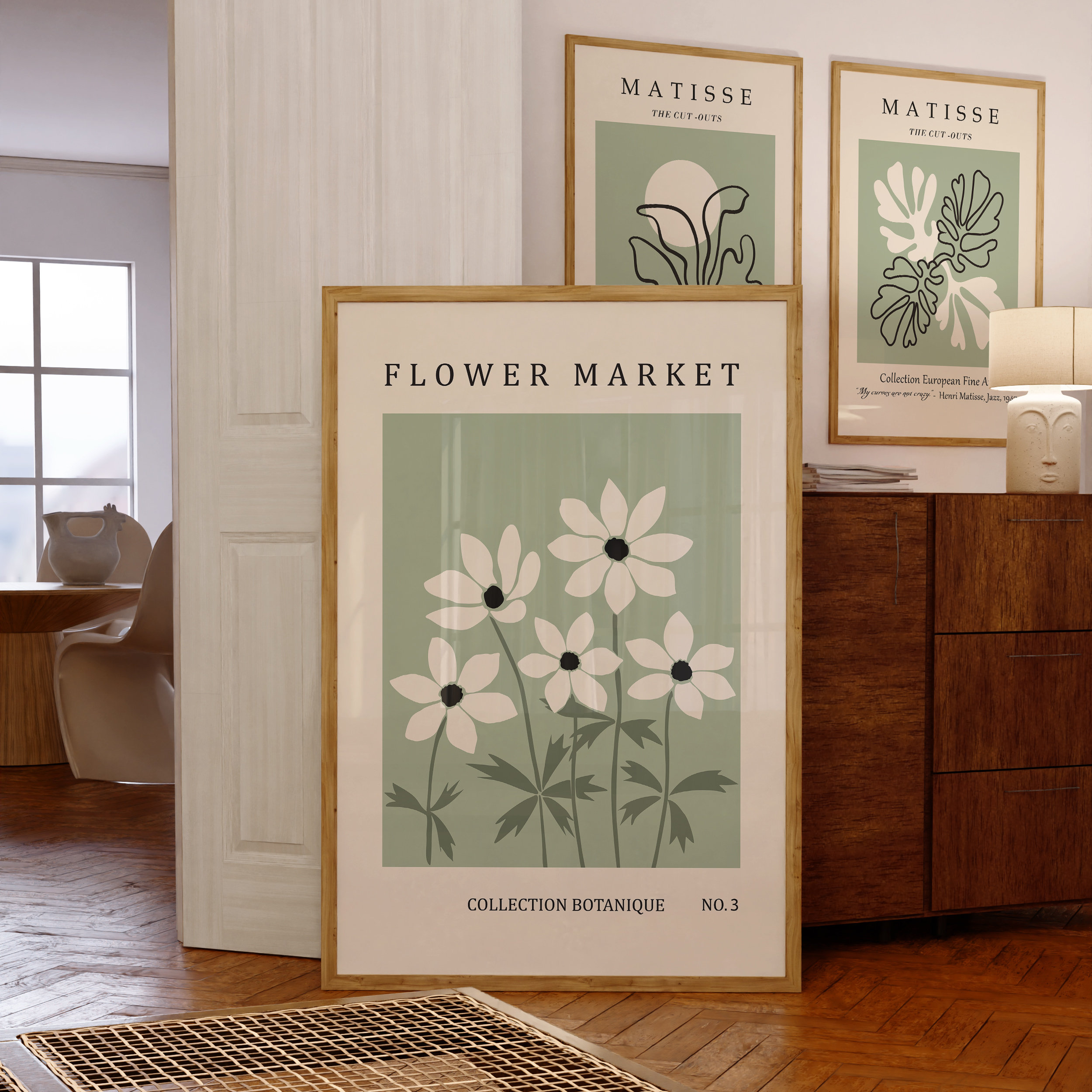 Green Gallery Wall Art, Matisse Prints Set, Daisy Wall Decor, Abstract ...