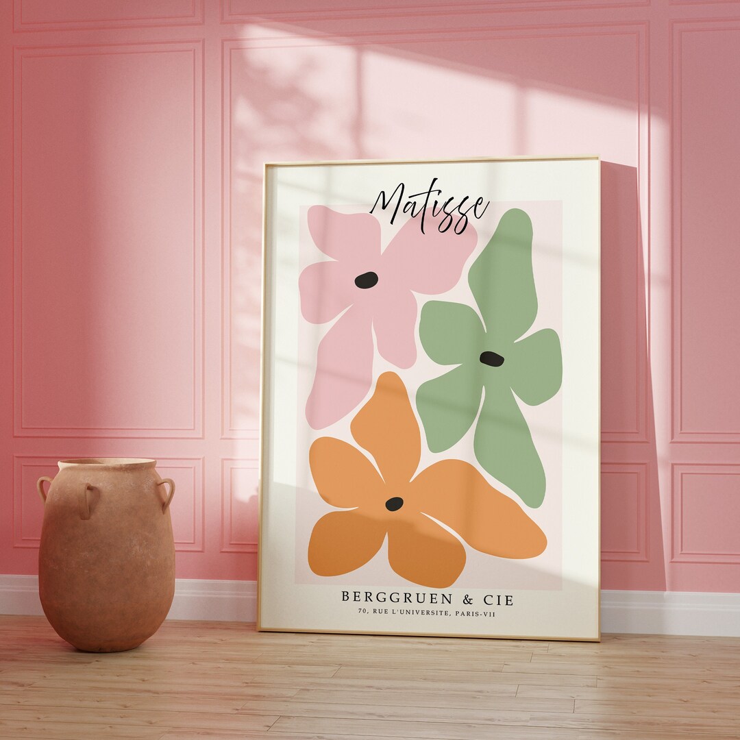 Danish Pastel Matisse Flower Abstract Wall Art Print, Matisse Flower ...