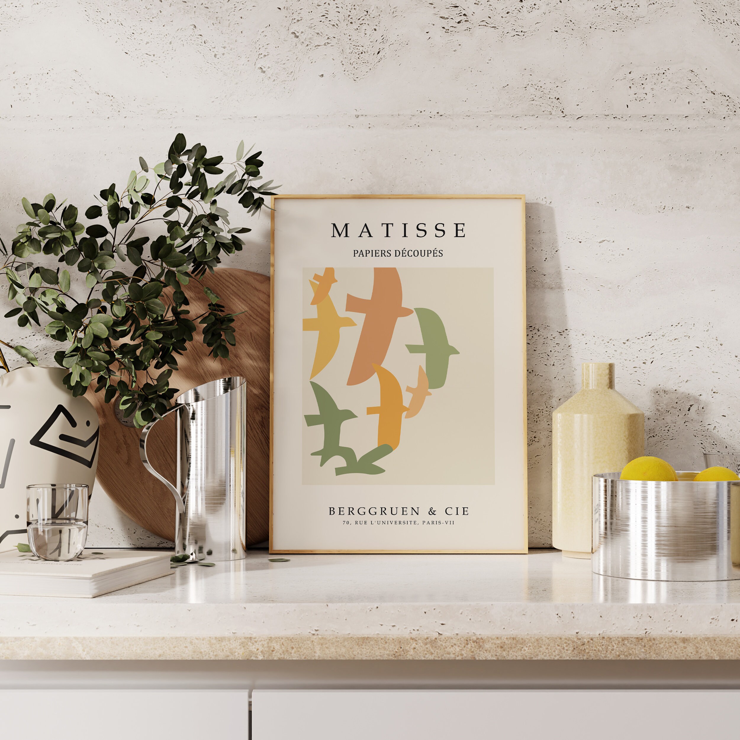 Matisse Bird Colorful Wall Art Print, Matisse Neutral Abstract Wall Art ...