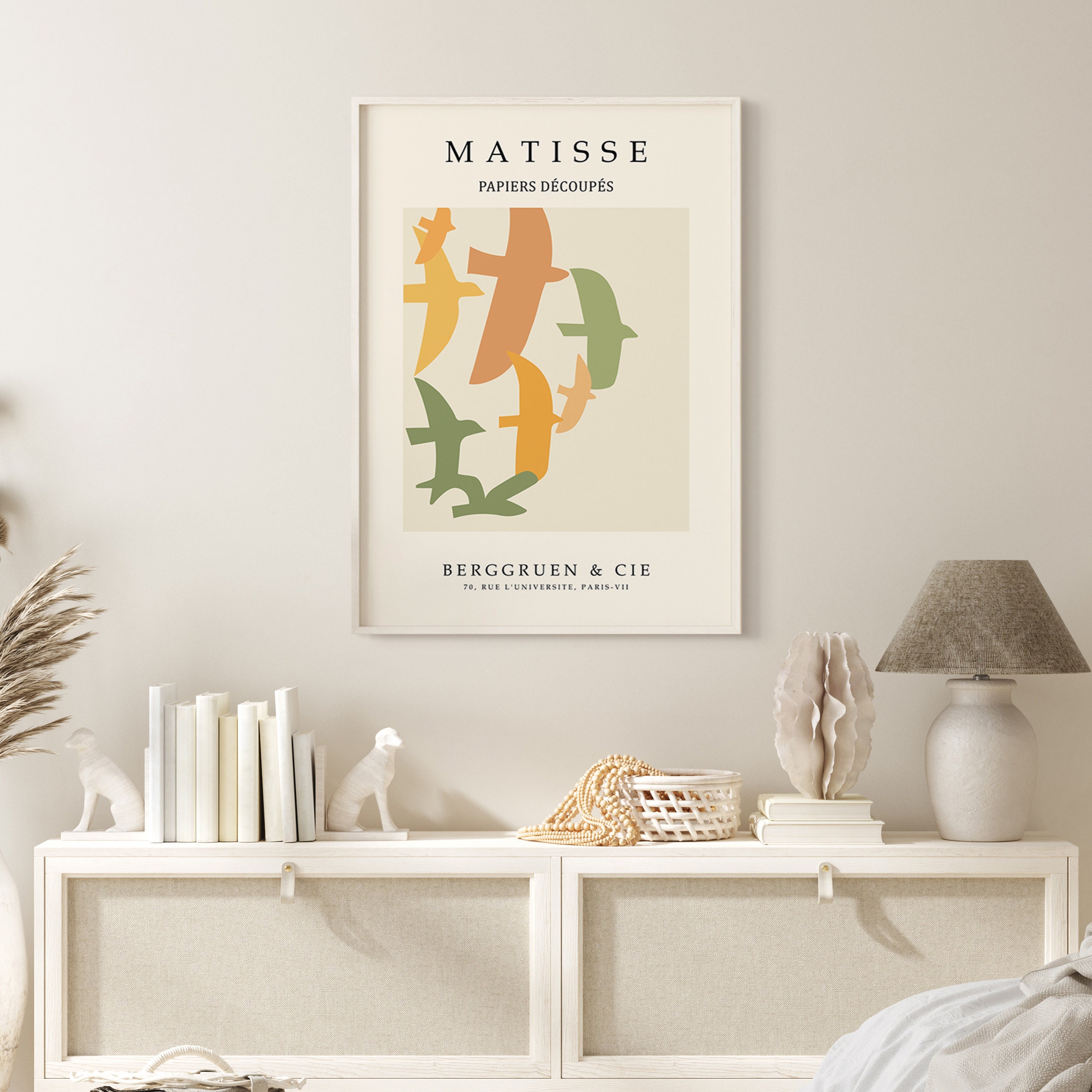 Matisse Bird Colorful Wall Art Print, Matisse Neutral Abstract Wall Art ...