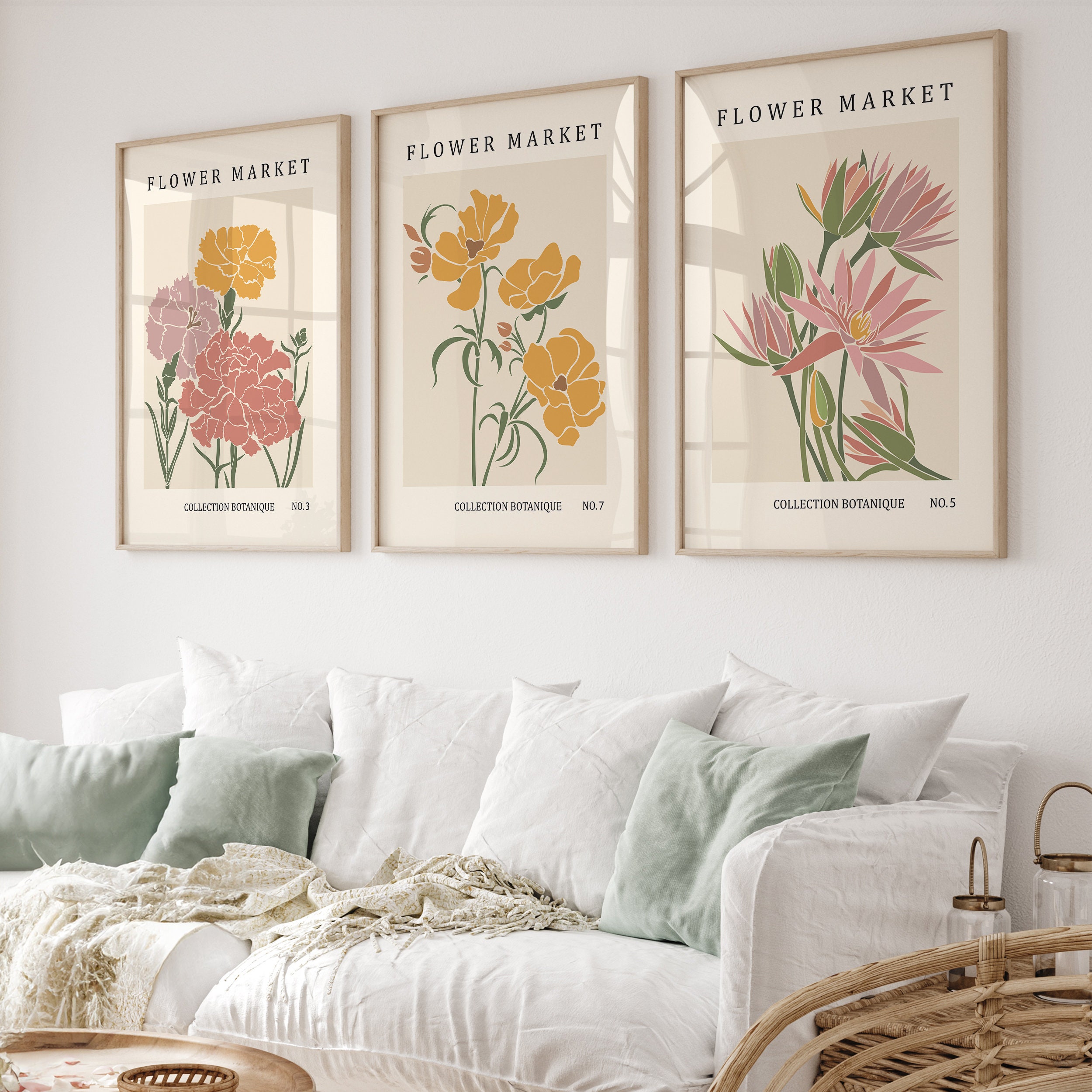 Flower Gallery Wall Art Prints, Flower Market Print, Botanical Wall Art ...