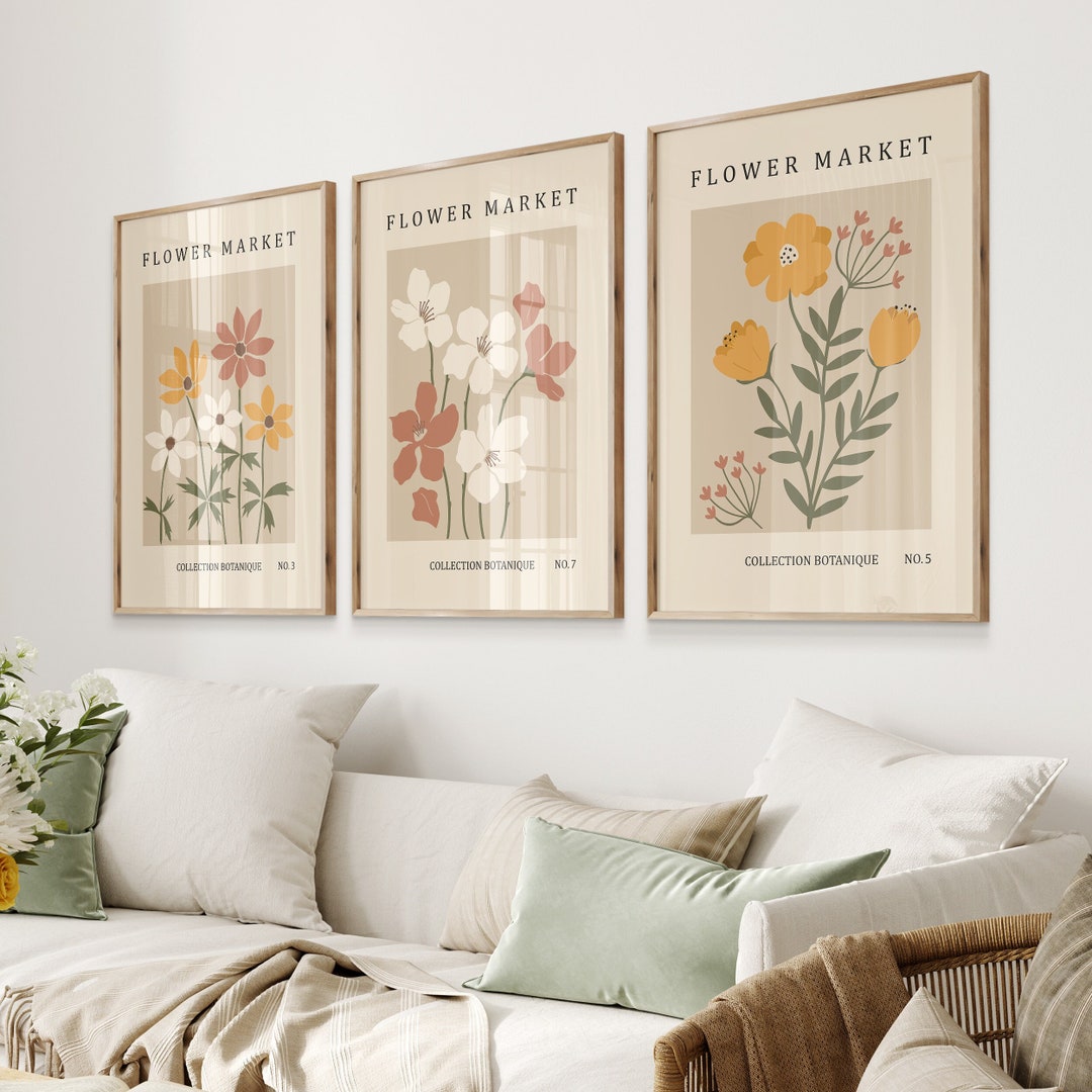 Flower Market Wall Art Prints, Botanical Flower Prints, Abstract Flower ...