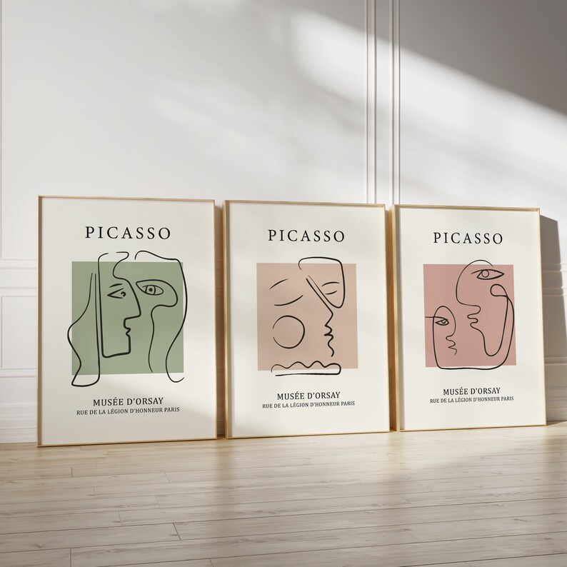 Picasso Wall Art Set, Pablo Picasso Abstract Prints, Neutral Gallery ...