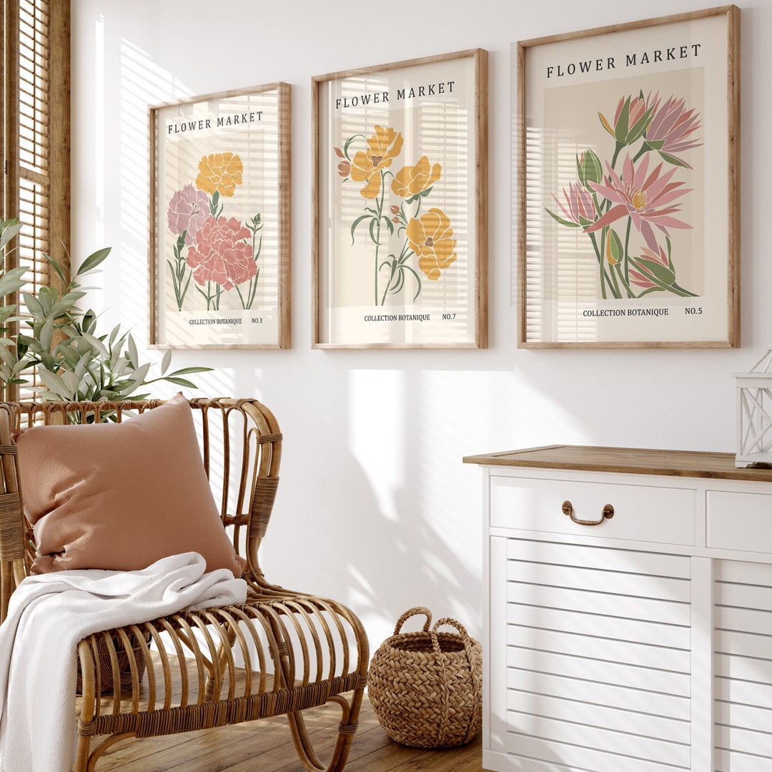 Flower Gallery Wall Art Prints, Flower Market Print, Botanical Wall Art ...