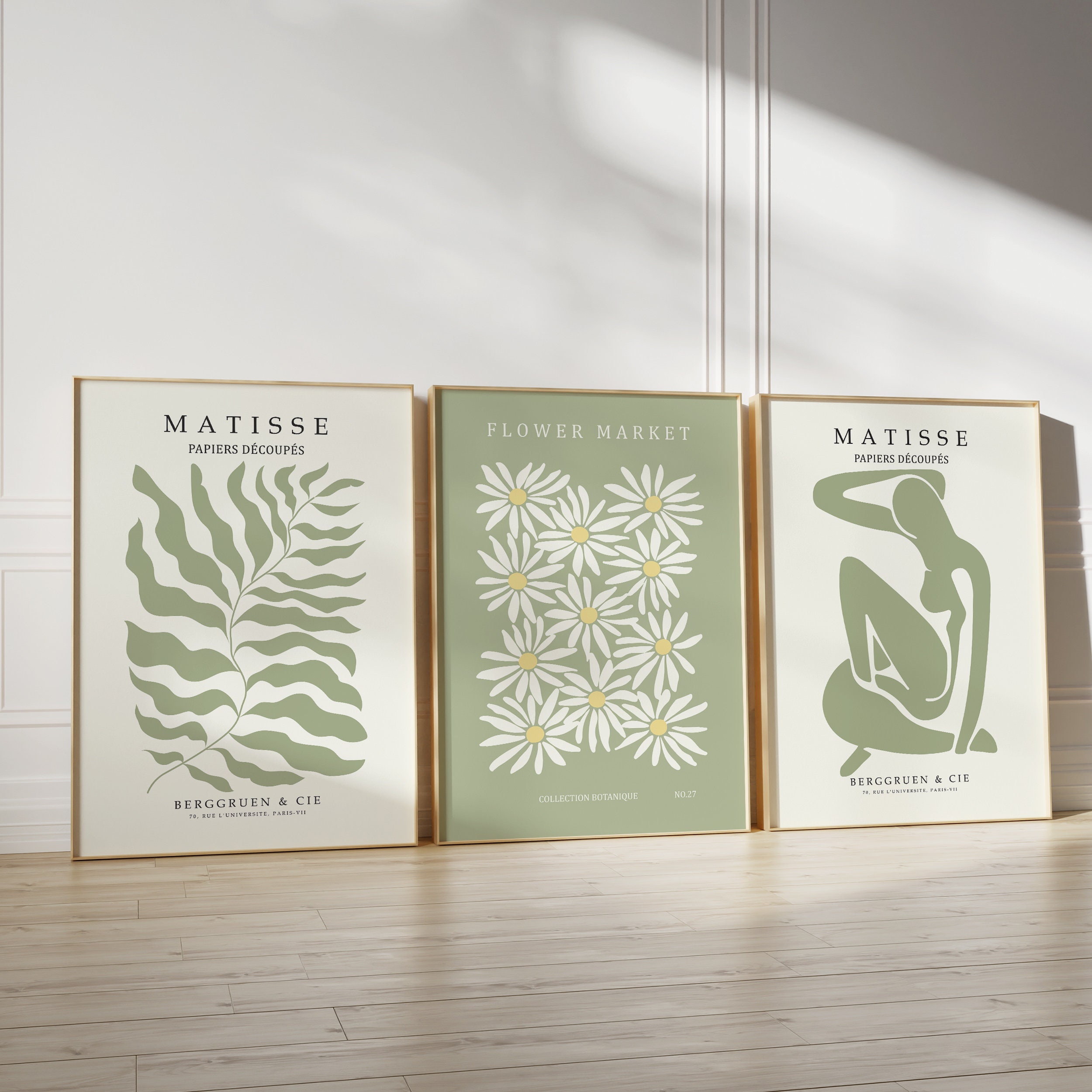 Matisse Sage Green Wall Art Prints, Matisse Flower Market Poster, Mid ...