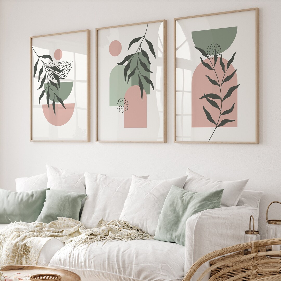 Pink Boho Prints Set, Bohemian Wall Art, Tropical Boho Poster, Boho ...