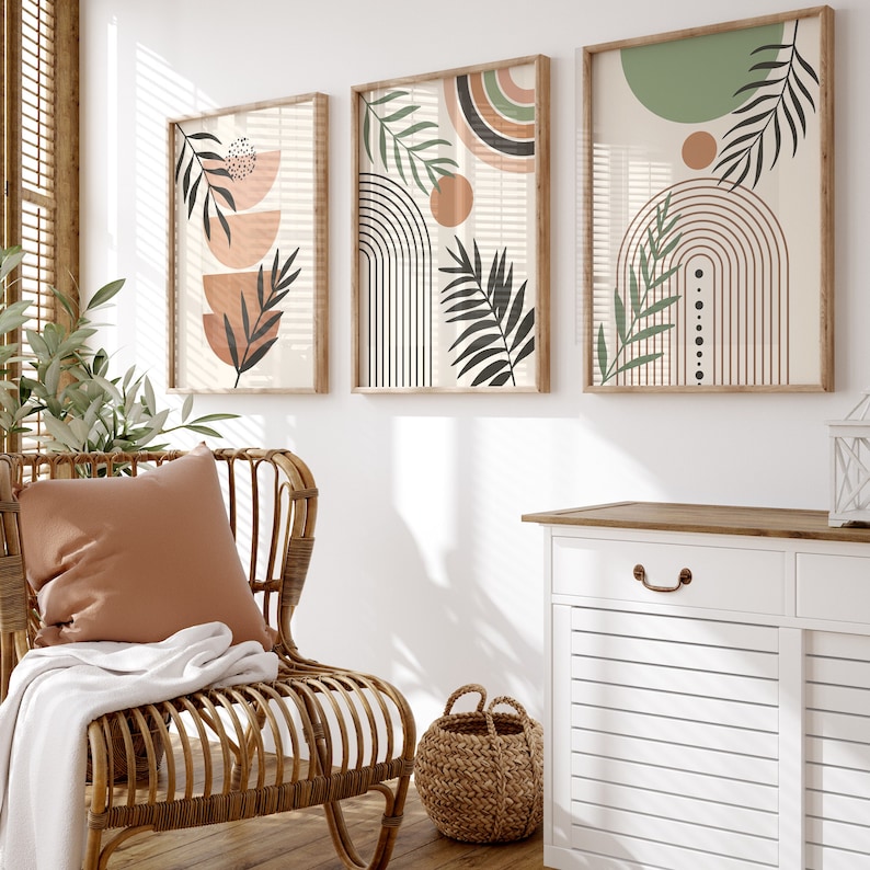 Boho Prints Set of 3: Abstract Geometric Wall Art (digital Download) - Etsy