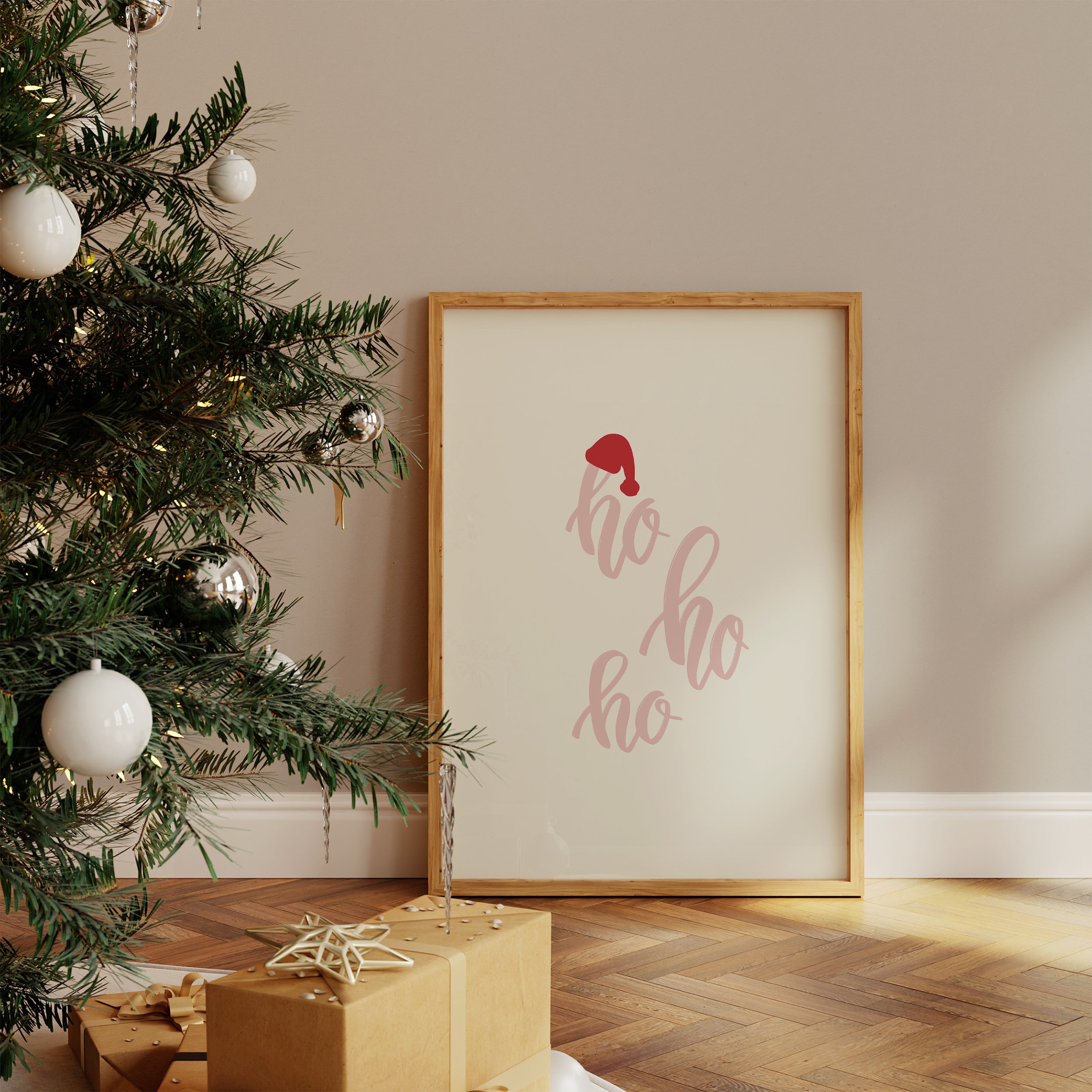 Christmas Printable Pink Wall Art Set of 3, Danish Pastel, Merry ...
