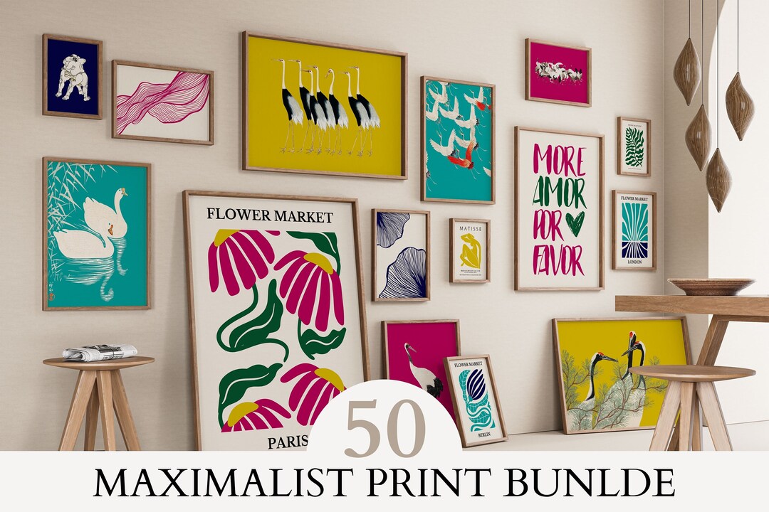 50+ Maximalist Gallery Wall Set Eclectic Artwall Set Boho Mega Bundle ...