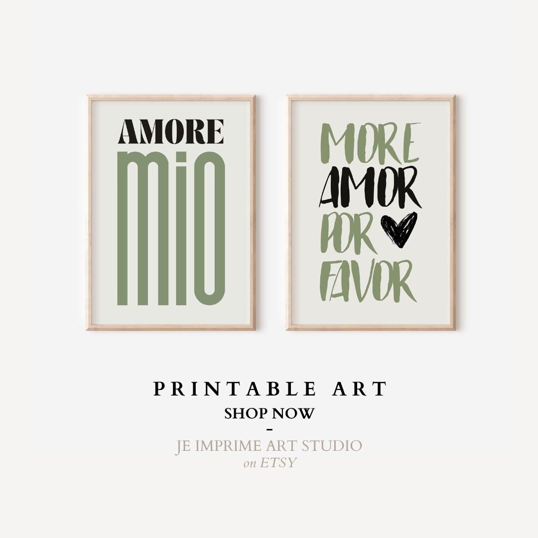30+ Amore Mio Print Set of 2 More Amor Poster Wallart Aesthetic Wall ...