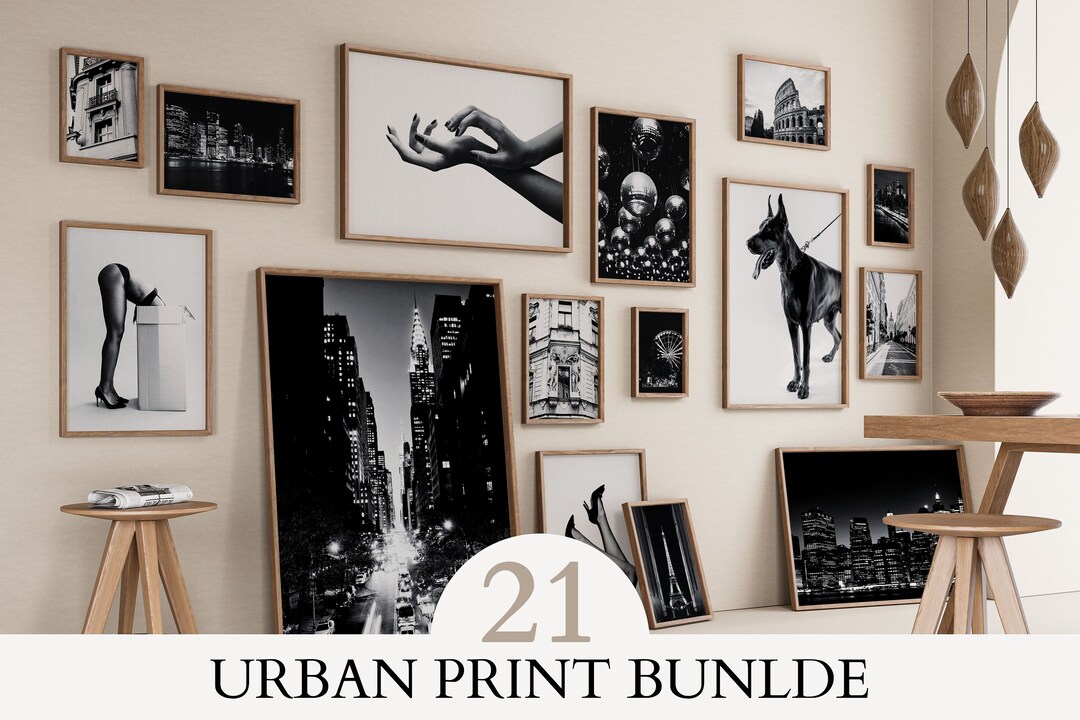 21+ Urban Print Set City Black and White Gallery Wall Bundle Artful ...