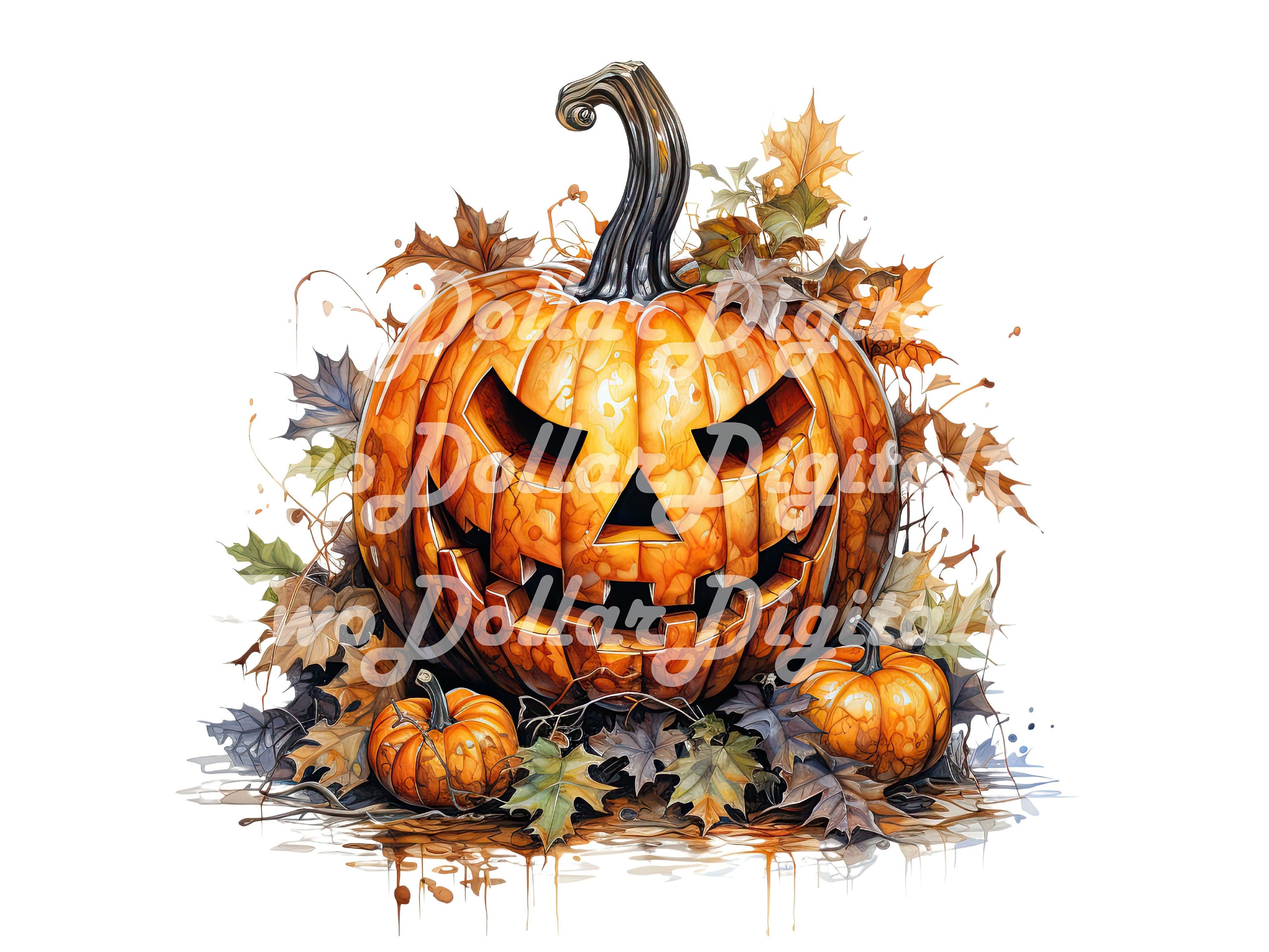 Halloween Jack O'lantern Clip Art / Watercolor Illustrations - Etsy
