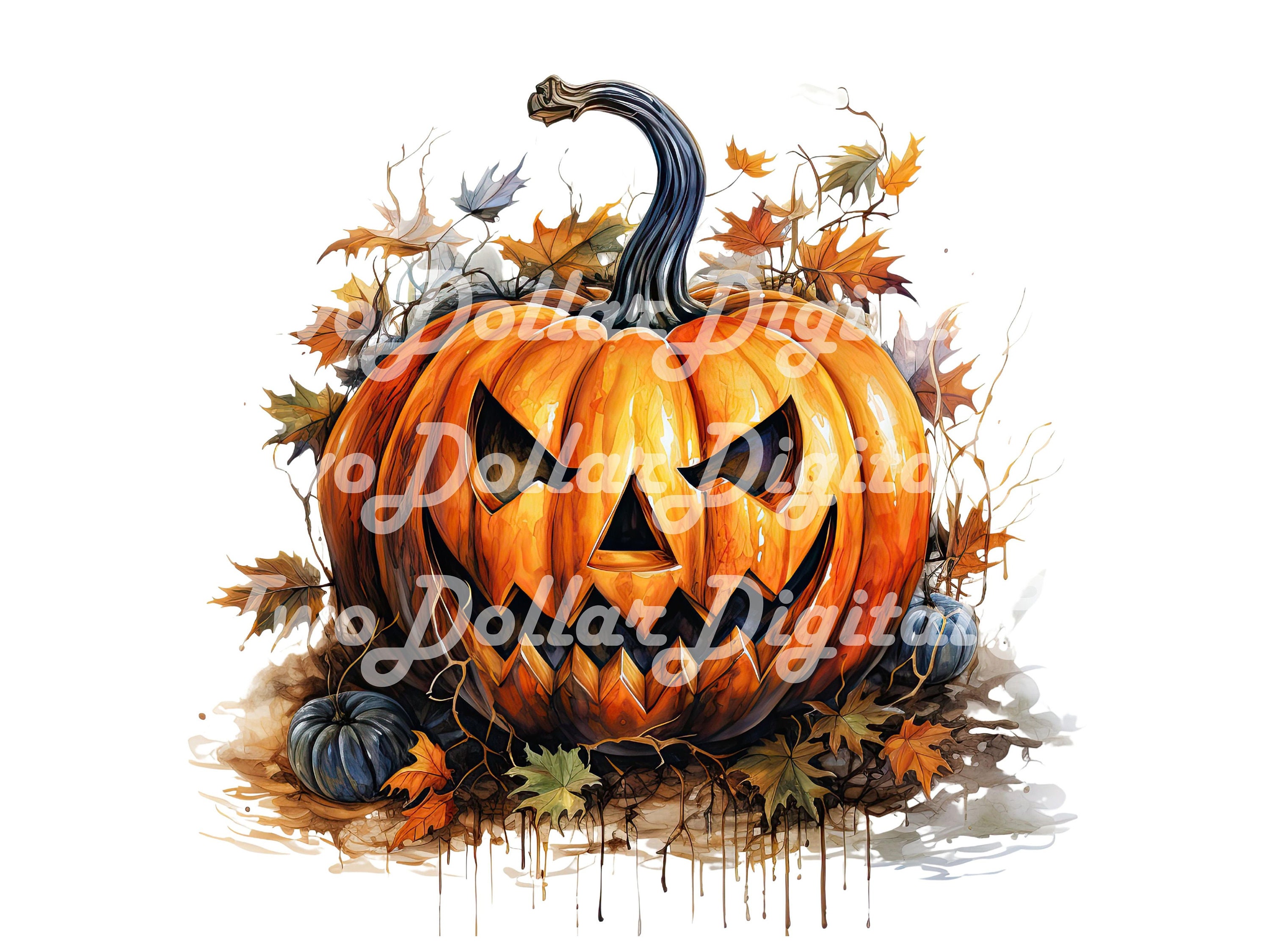 Halloween Jack O'lantern Clip Art / Watercolor Illustrations - Etsy