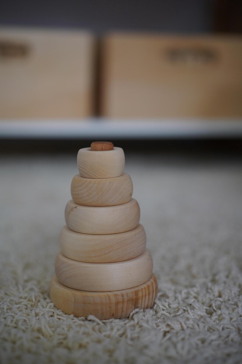 Sustainable Handmade Linden Wood Educational Pyramid Toy for Children ...