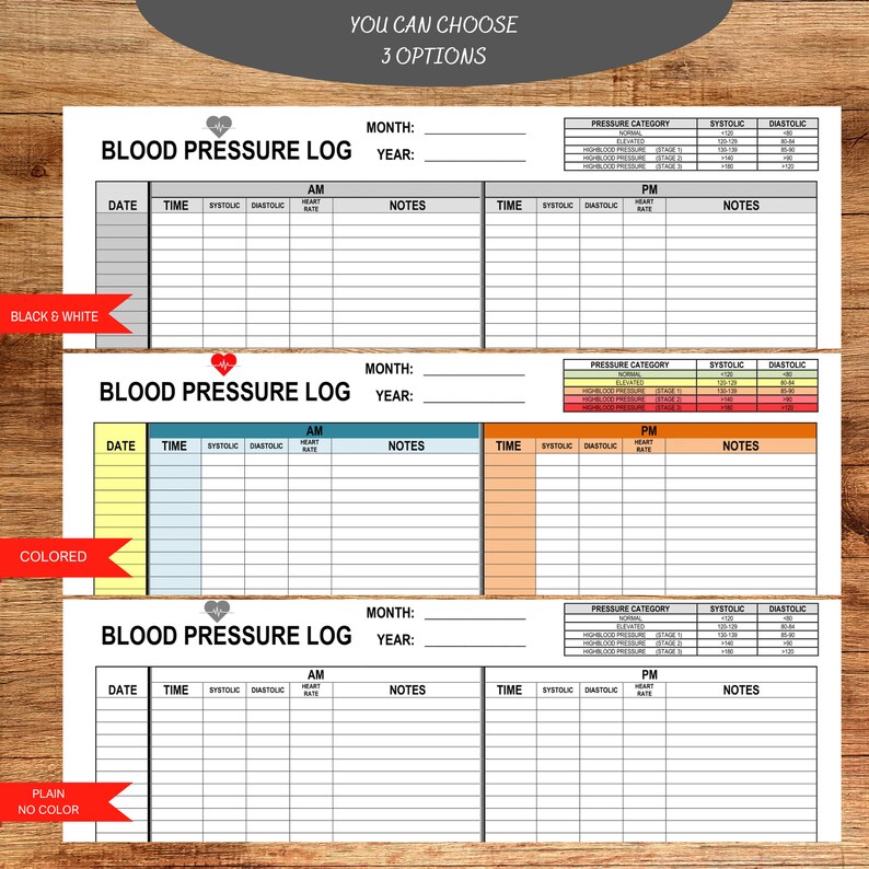 Blood Pressure Log Printable BP Tracker Blood Pressure - Etsy
