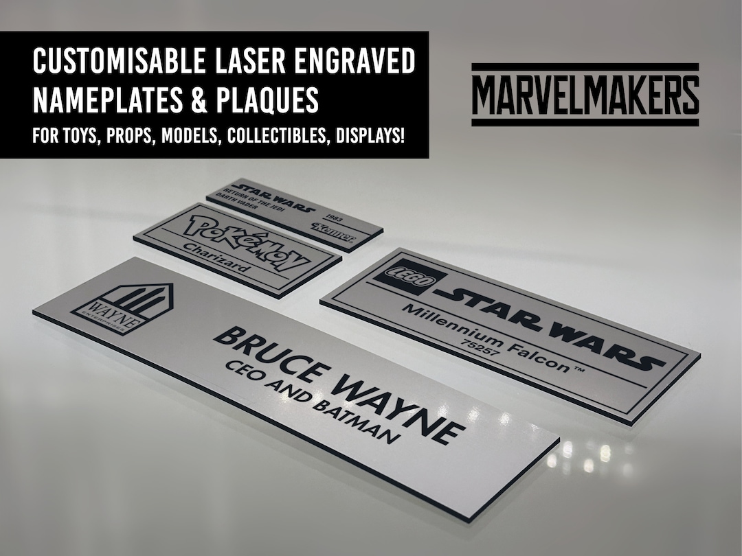 Custom Size Laser Engraved Name Plate ONLY Plaque for Collectibles ...
