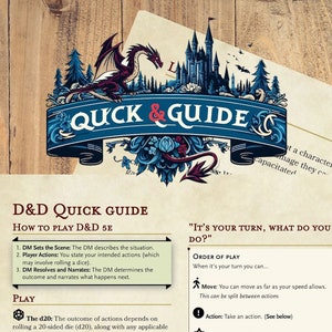Printable D&D Quick Guide New Player Cheat Sheet Quick - Etsy
