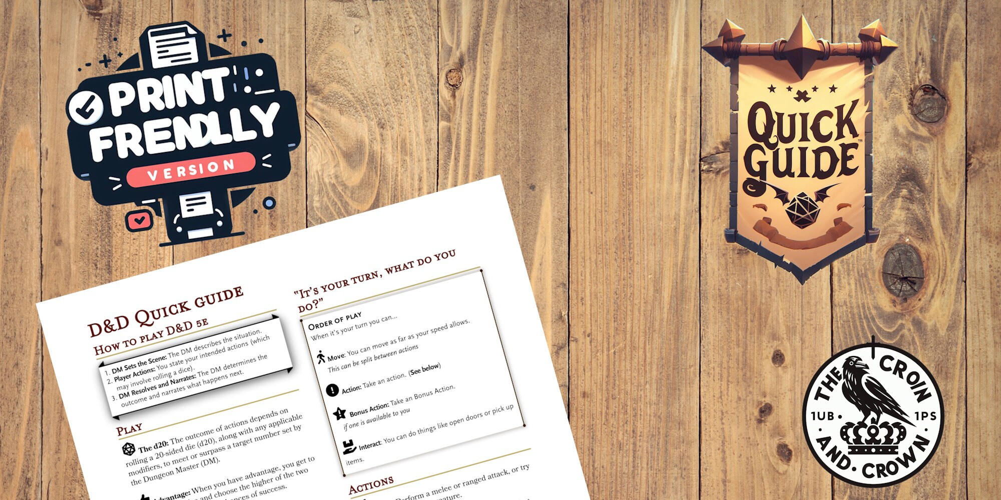 Printable Dungeons and Dragons New Player Cheat Sheet D&D - Etsy