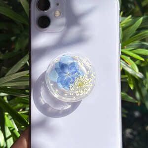 Handmade Hydrangea Macrophylla Phone Grip Holder, Dried Flower Phone ...