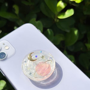 Handmade Moon Space Phone Grip Holder, Star Phone Grip, Silver Foil ...