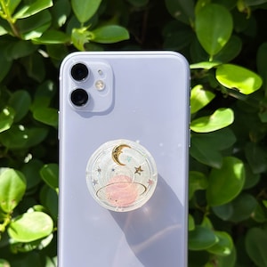 Handmade Moon Space Phone Grip Holder, Star Phone Grip, Silver Foil ...
