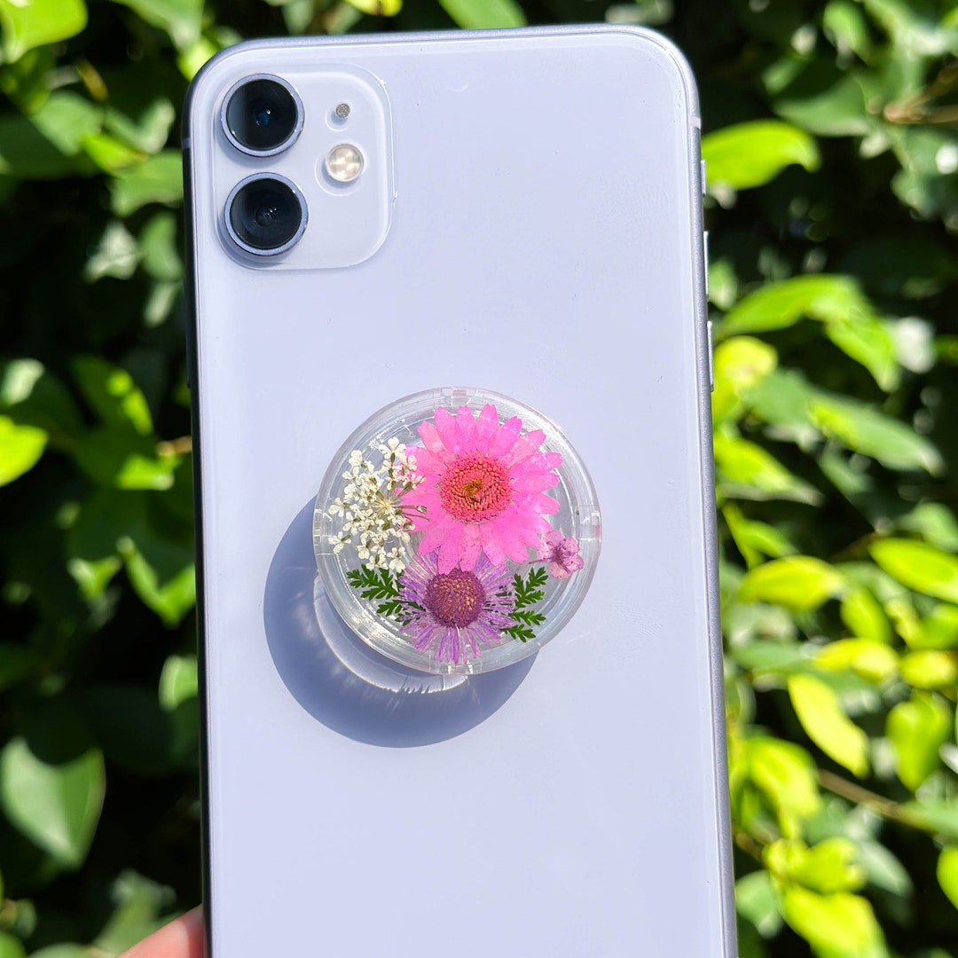 Handmade Real Daisy Phone Grip, Pressed Flower Phone Grip Holder, Dried ...