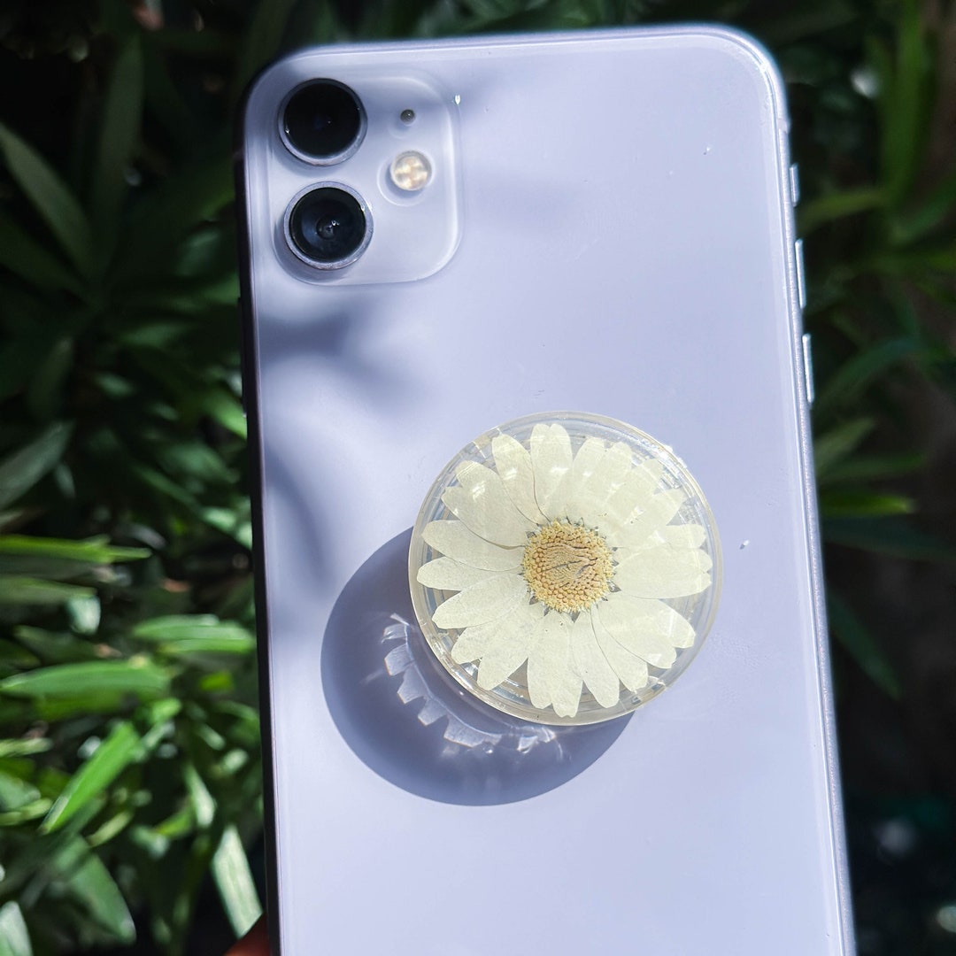Handmade Daisy Phone Grip, Pressed Flower Phone Grip Holder, Dried ...
