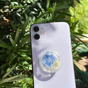 Handmade Hydrangea Macrophylla Phone Grip Holder, Dried Flower Phone ...