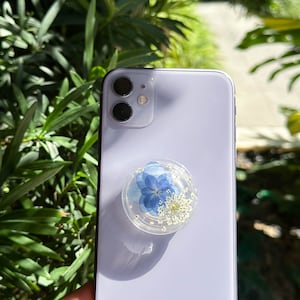 Handmade Hydrangea Macrophylla Phone Grip Holder, Dried Flower Phone ...