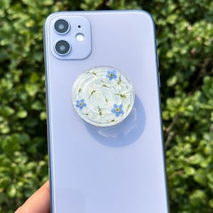 Handmade Forget Me Not Phone Grip Holder, Dried Flower Phone Grip ...