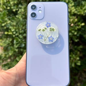 Handmade Forget Me Not Phone Grip Holder, Dried Flower Phone Grip ...