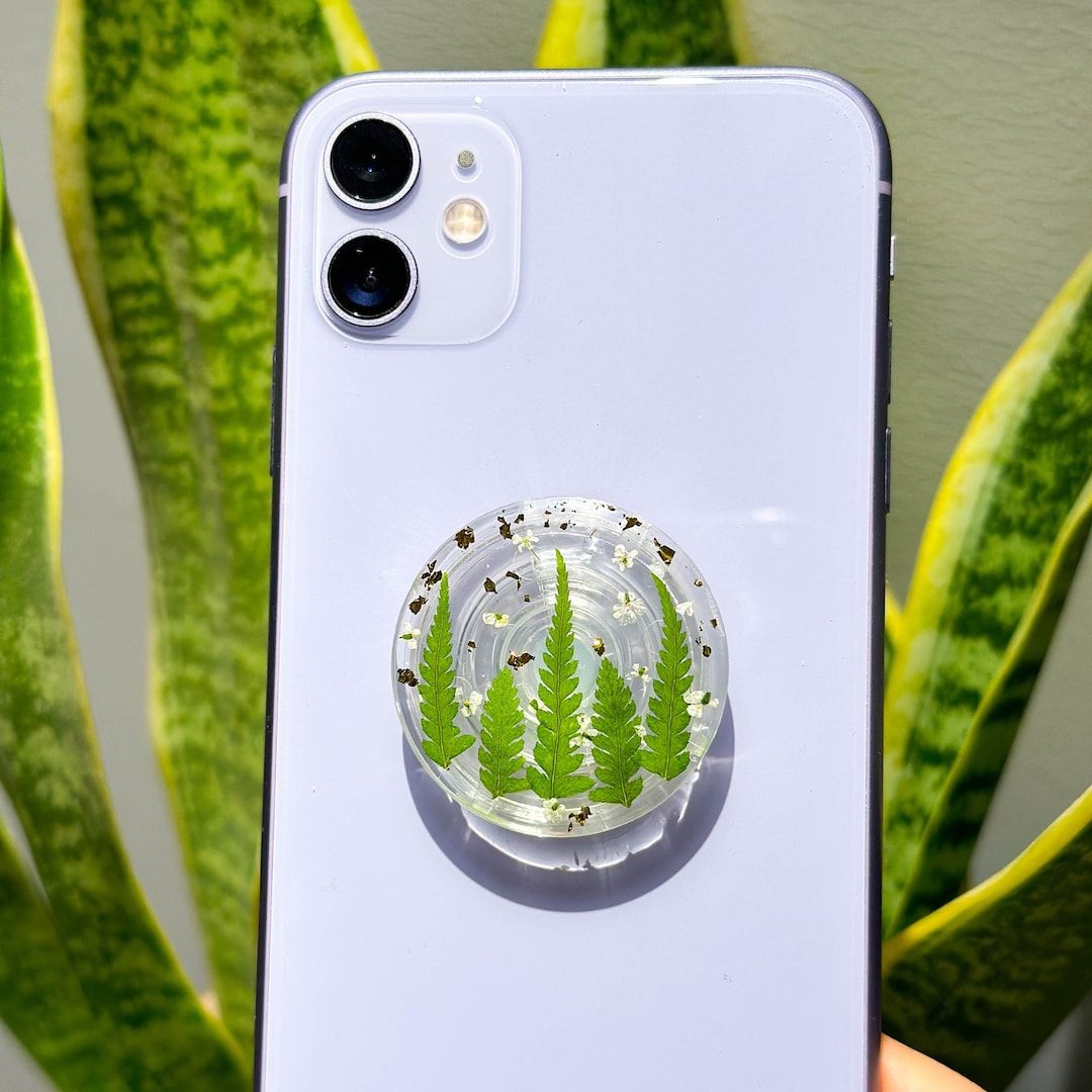 Real Fern Leaf Plant Phone Grip Holder, Green Leaf Phone Grip, Plant ...