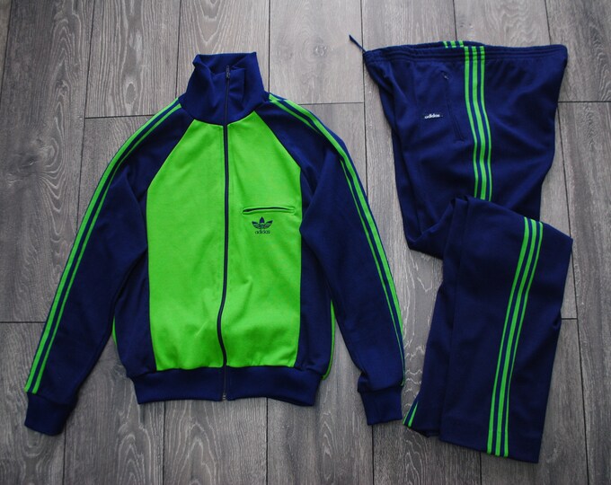 Adidas Vintage Retro Tracksuit Jacket Pants Oldschool Track Ventex Blue ...