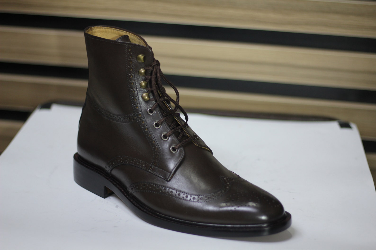 Handmade Wing Tip Boots, Leather Brown Boots for Men's - Etsy