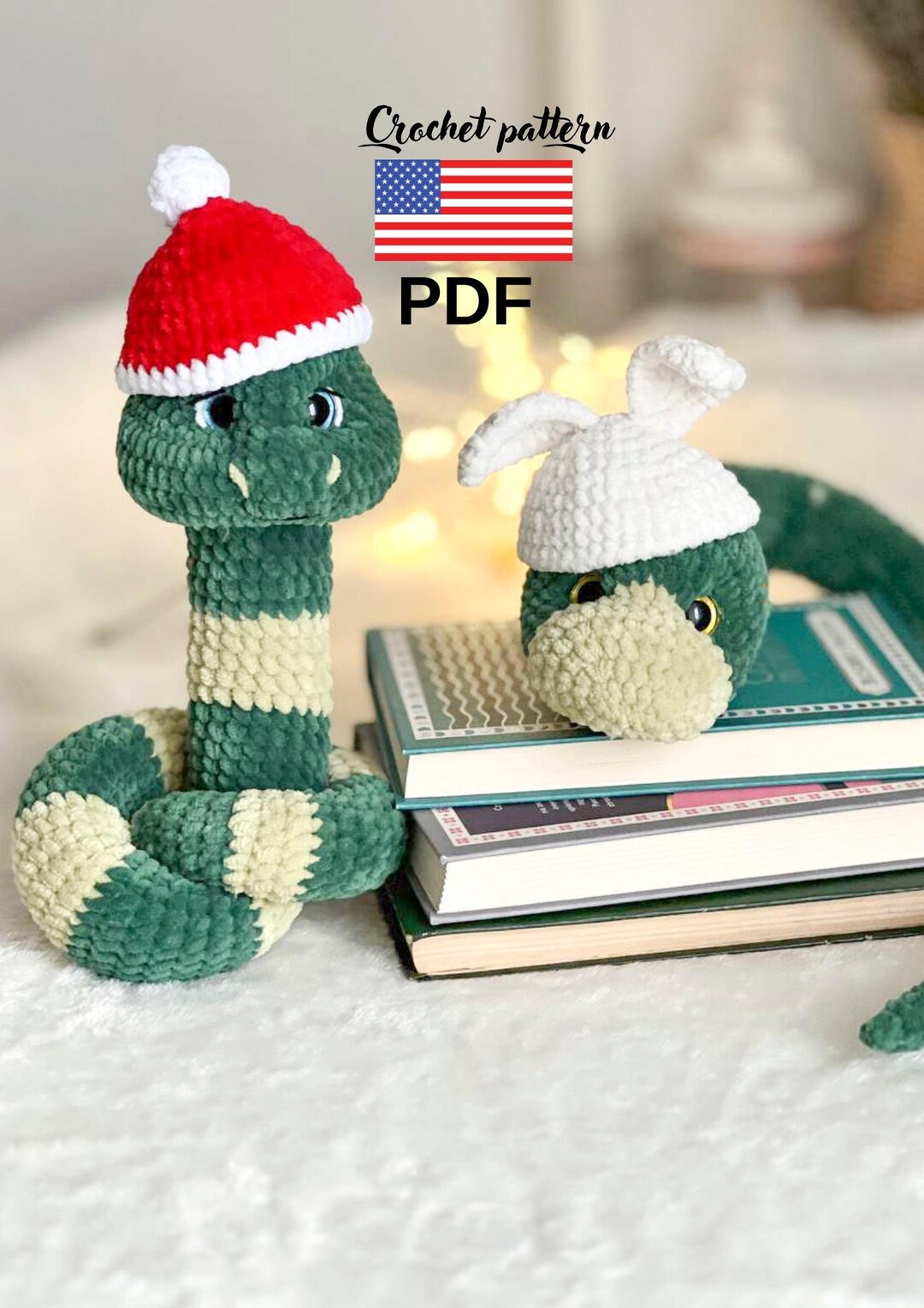 Crochet Snake Pattern Amigurumi Reptile Toy PDF Pattern Handmade Plush ...