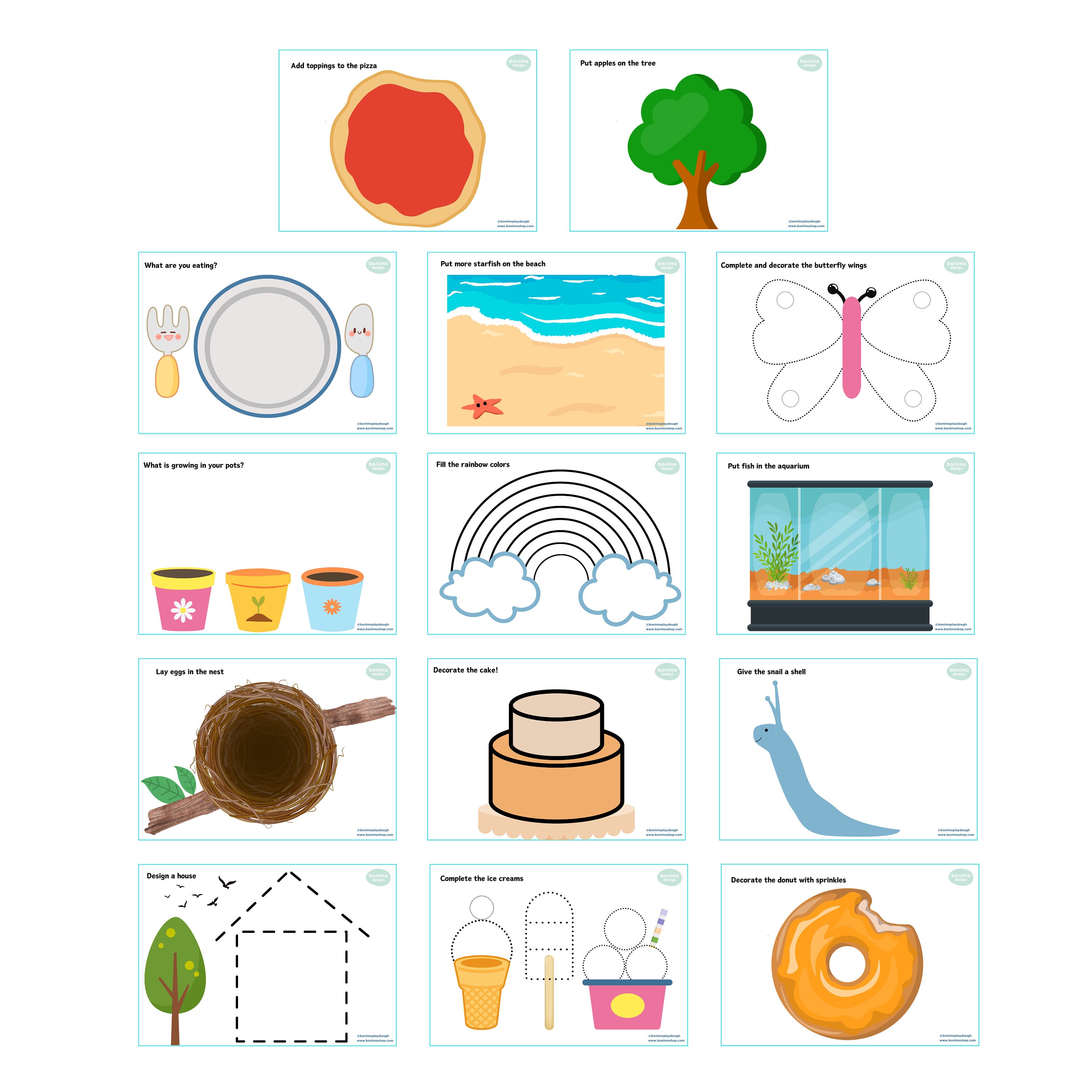 Play Dough Mats Toddler Printable Activities Playdough Mats Homeschool ...