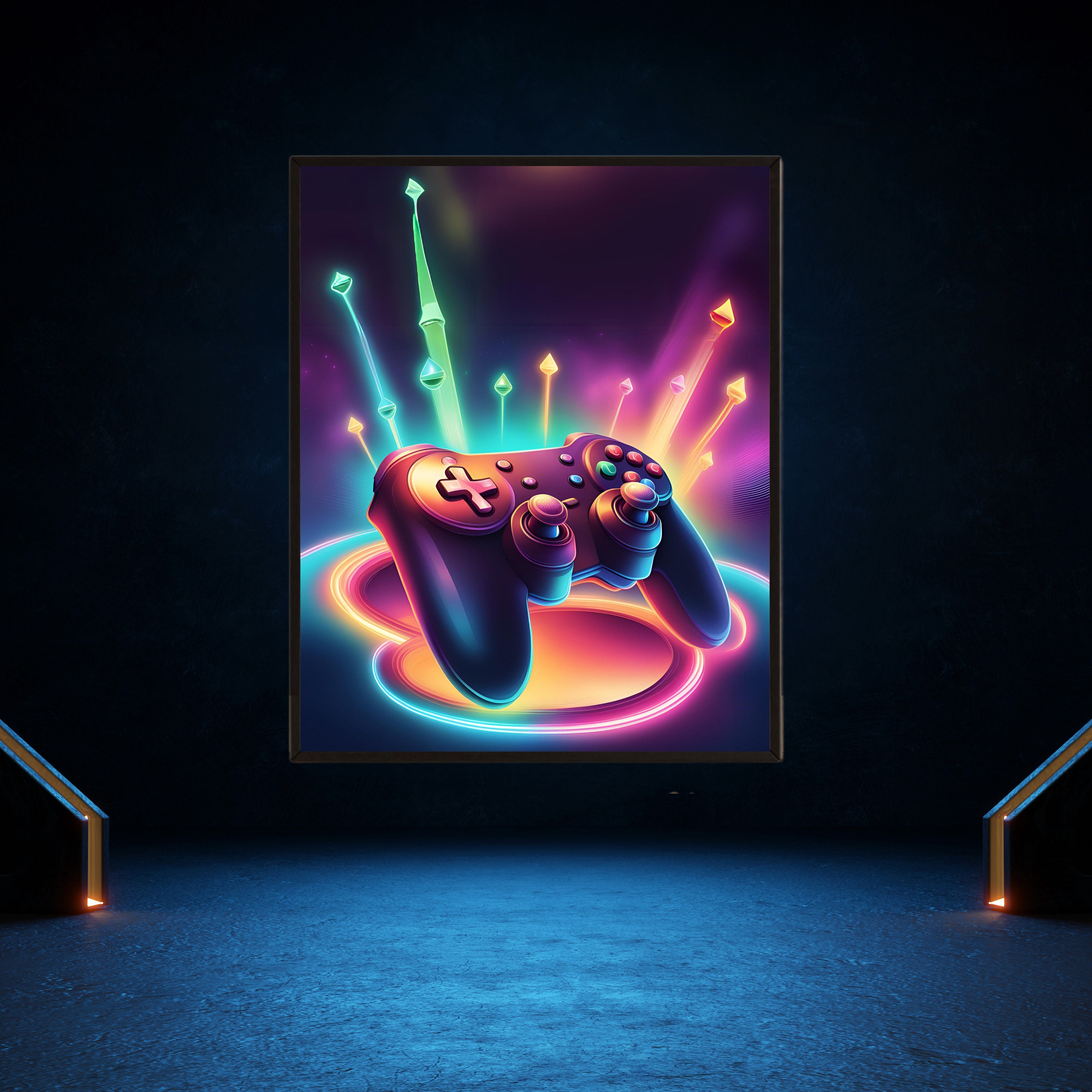 Set of 3 Neon Gaming Posters DIGITAL DOWNLOAD Gamer Wall Art Prints for ...