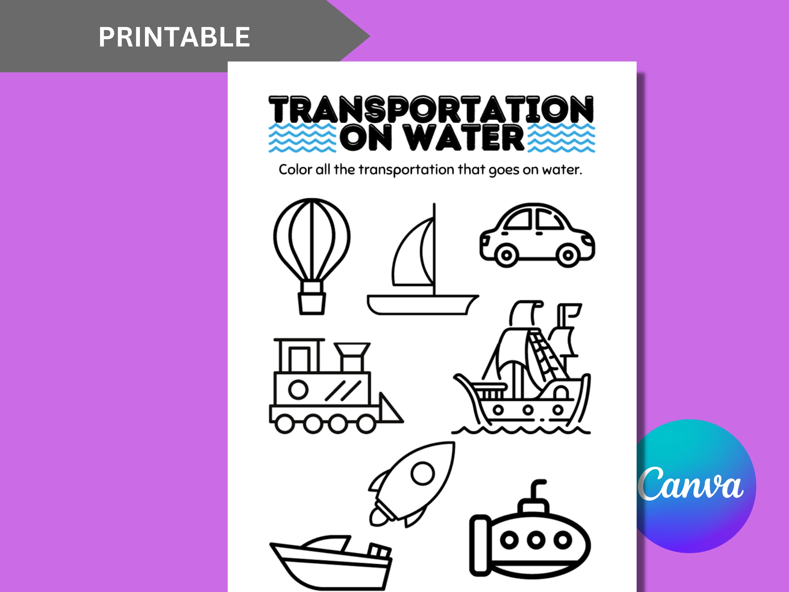Transportation Colouring Pages Printable Transportation - Etsy